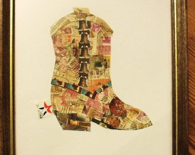 Postage Stamp Collage: Cowboy Boot - Etsy