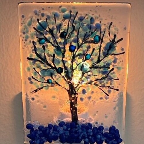 Rainbow Tree Fused Glass Night Light Bringing the Outdoors - Etsy