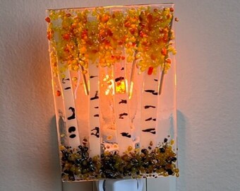 Evergreen Trees Fused Glass Night Light, Bringing the Outdoors In ...