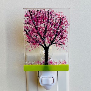 Cherry Blossoms Fused Glass Night Light: Nature Inspired Accent Light ...