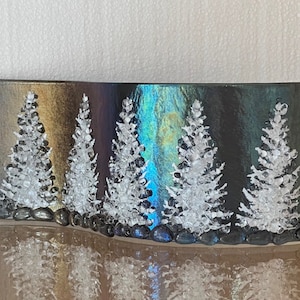 Fused Glass Crystalline Forest Curved Glass Shelf Art, Home Decor ...
