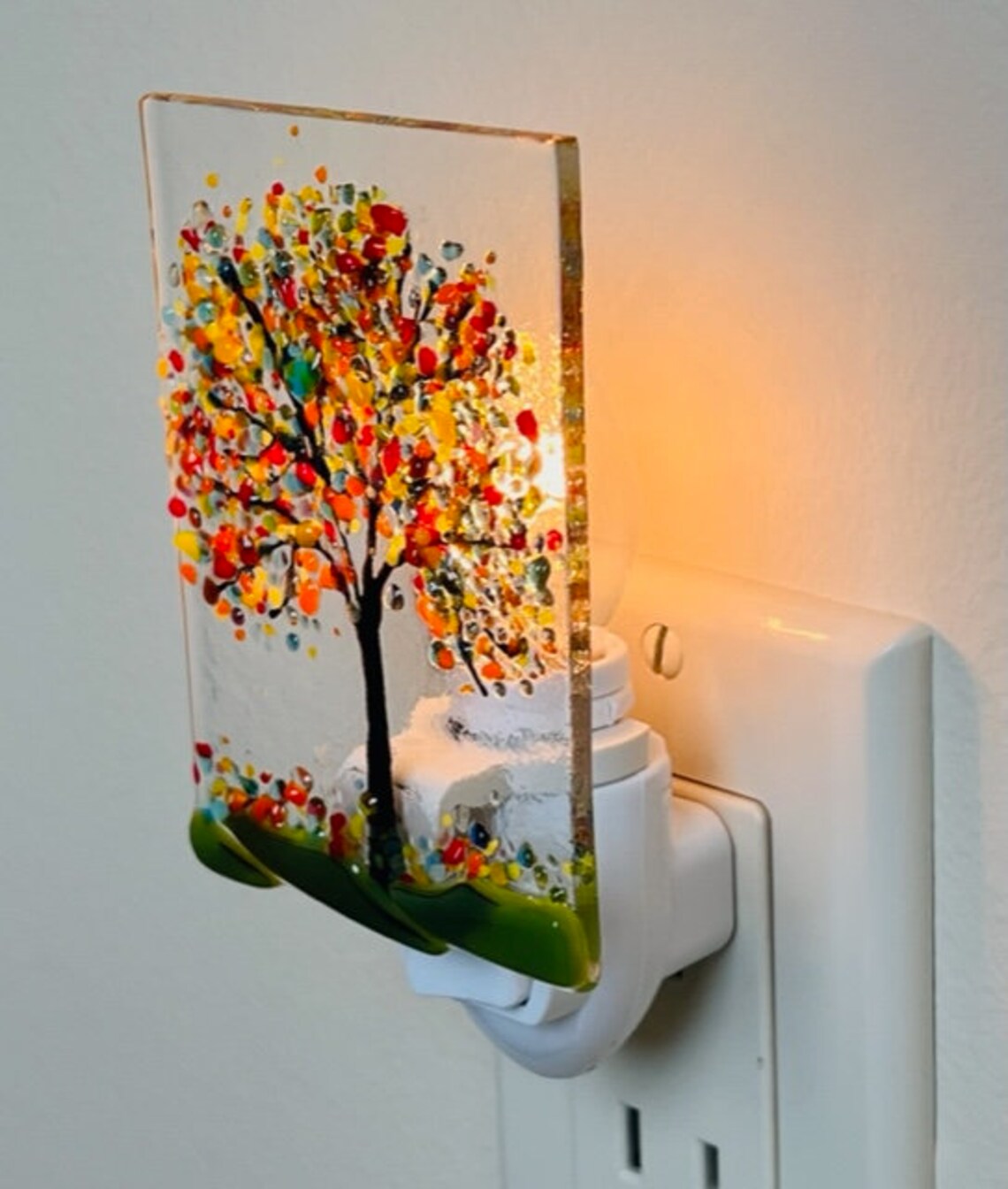 Rainbow Tree Fused Glass Night Light Bringing the Outdoors - Etsy