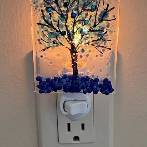 Rainbow Tree Fused Glass Night Light Bringing the Outdoors - Etsy