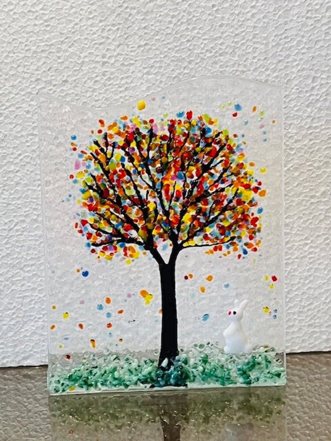Colorful Rainbow Tree Fused Glass Art, Sun Catcher Window Light Catcher ...