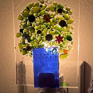 Floral Bouquet Fused Glass Night Light, Bringing the Outdoors In ...