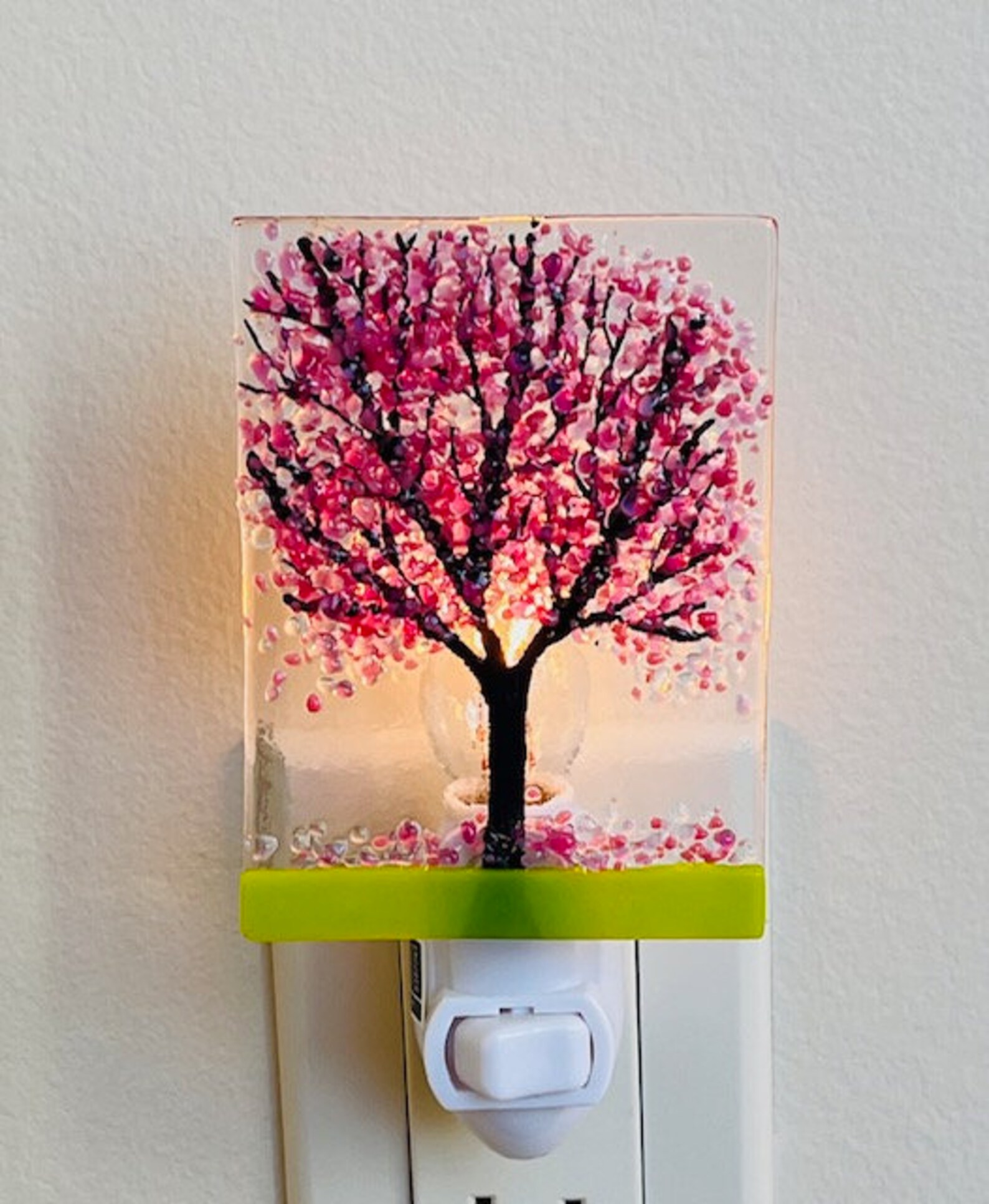 Cherry Blossoms Fused Glass Night Light, Bringing the Outdoors In ...