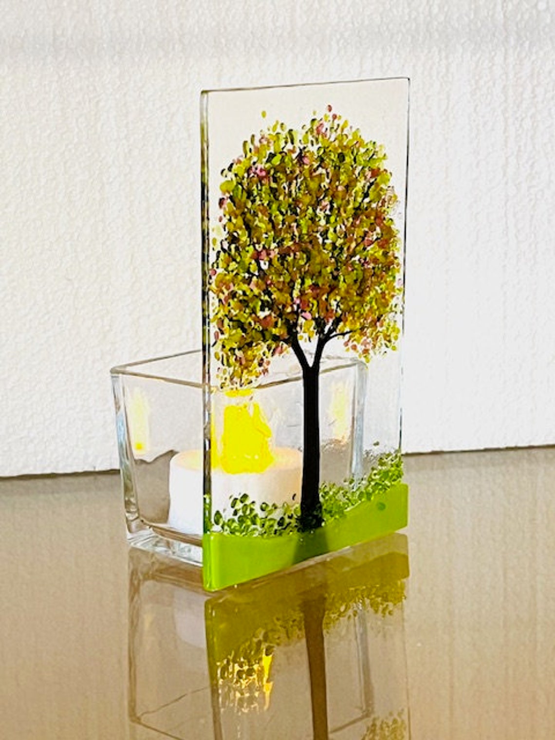 Fused Glass Spring Tree Candle Holder: Tealight Votive - Etsy