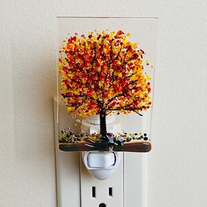 Autumn Tree Fused Glass Night Light: Nature Inspired Accent Light - Etsy
