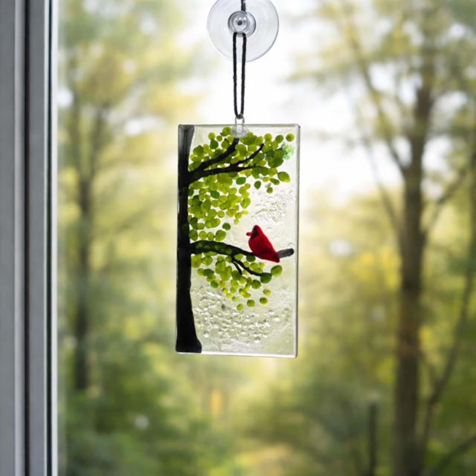 Red Cardinal Bird Sun Catcher: Fused Glass Memorial Gift - Etsy