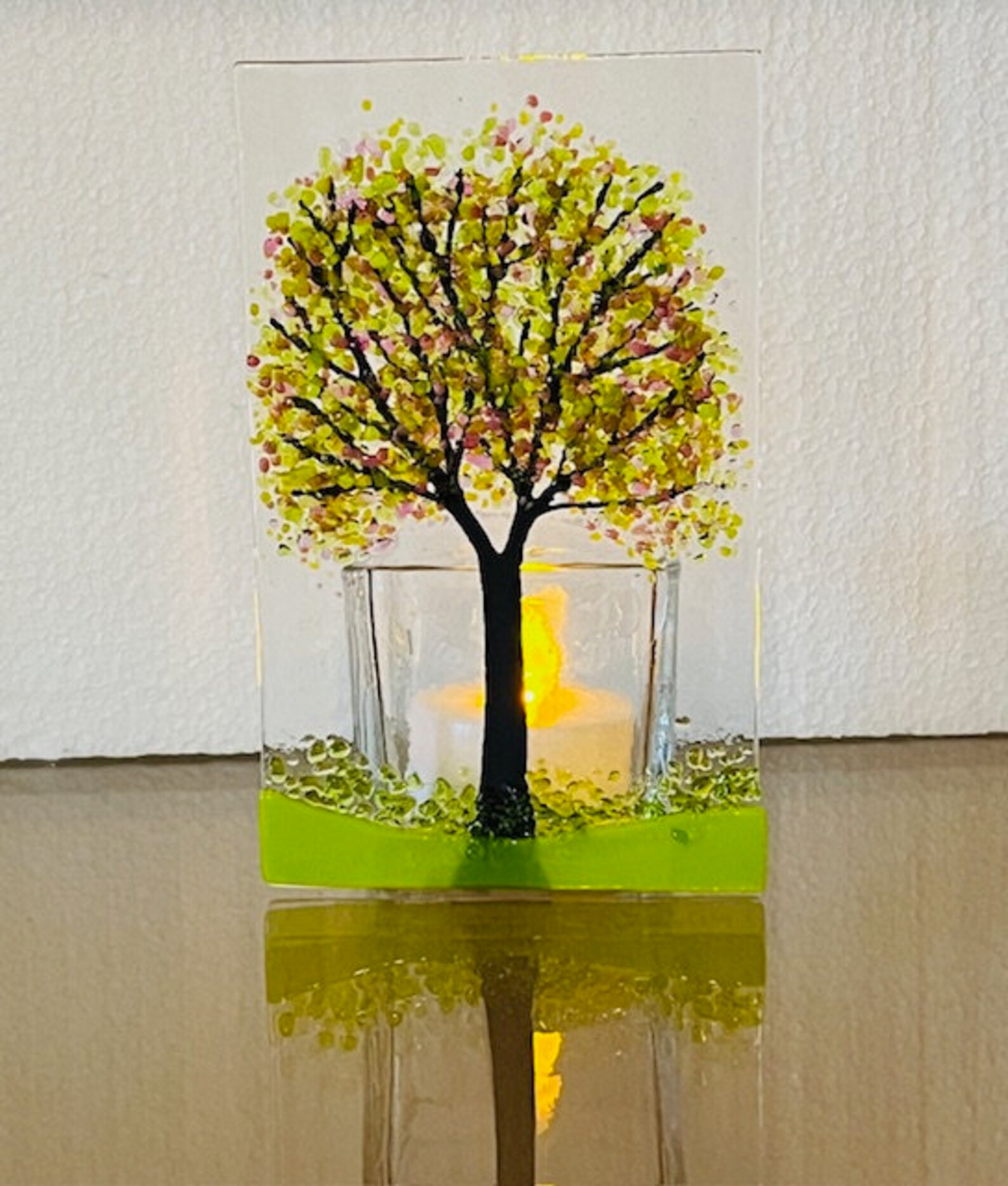 Fused Glass Spring Tree Candle Holder: Tealight Votive - Etsy
