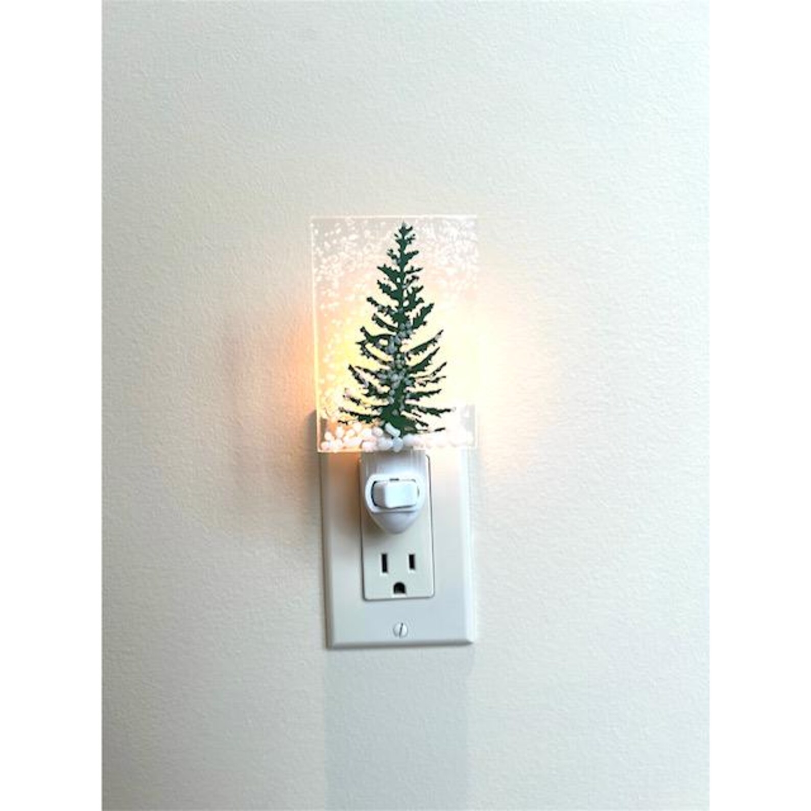Winter Evergreen Tree Fused Glass Night Light: Nature Inspired Accent ...