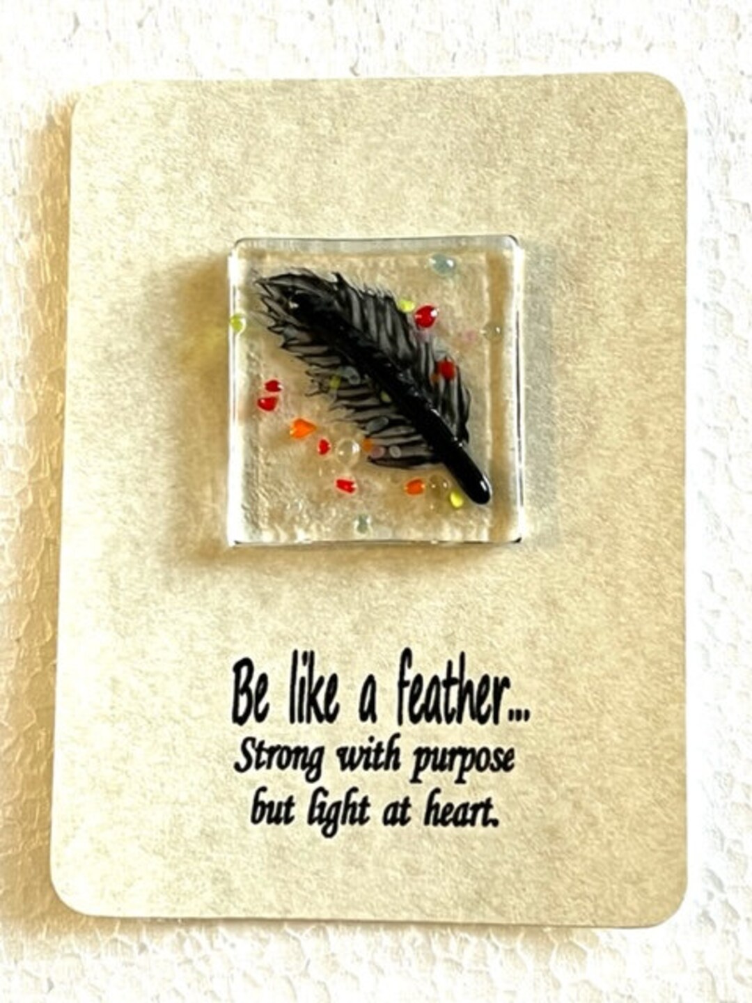 Fused Glass Feather Pocket Coin, Little Gift of Kindness, Gift of ...