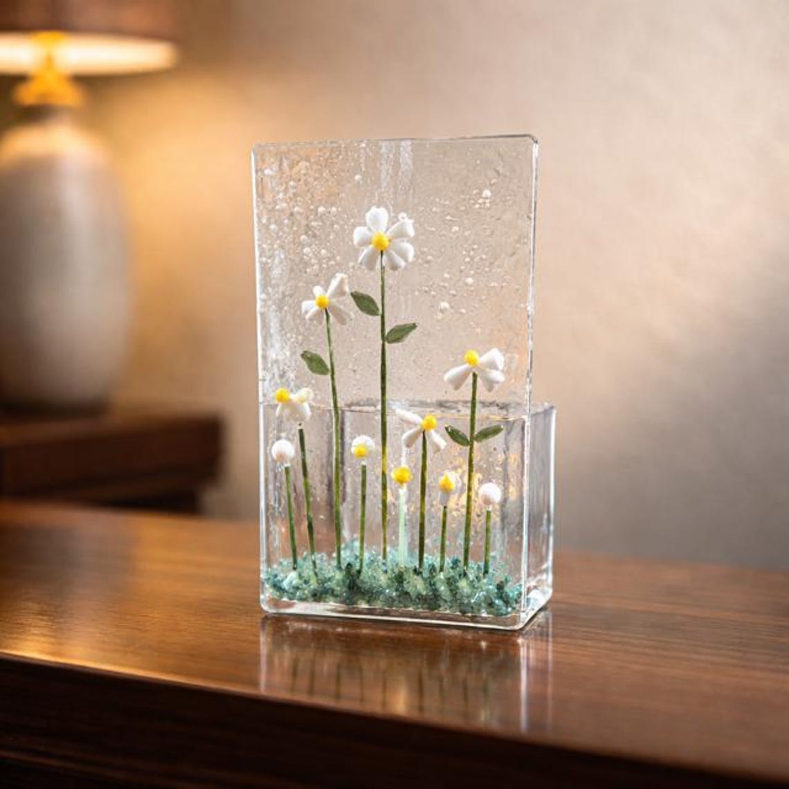 Fused Glass Daisy Tealight Holder: Handmade Flower Votive - Etsy