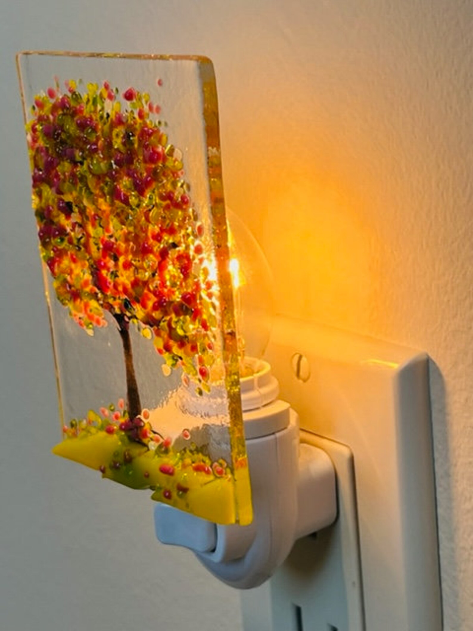 Spring Tree Fused Glass Night Light: Nature Inspired Accent Light - Etsy