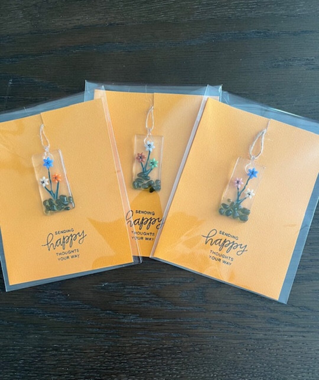 Set of 3 Handmade Fused Glass Greeting Cards, Unique Greeting Cards ...