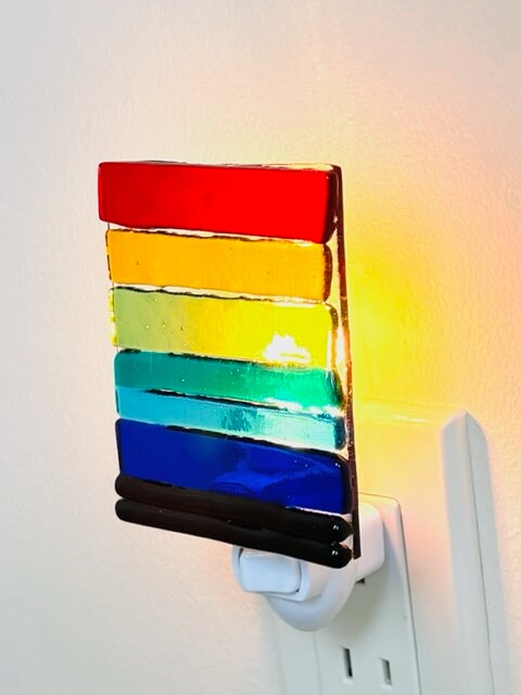 Fused Glass Rainbow Colored Night Light, Bedroom, Bathroom, Hallway ...