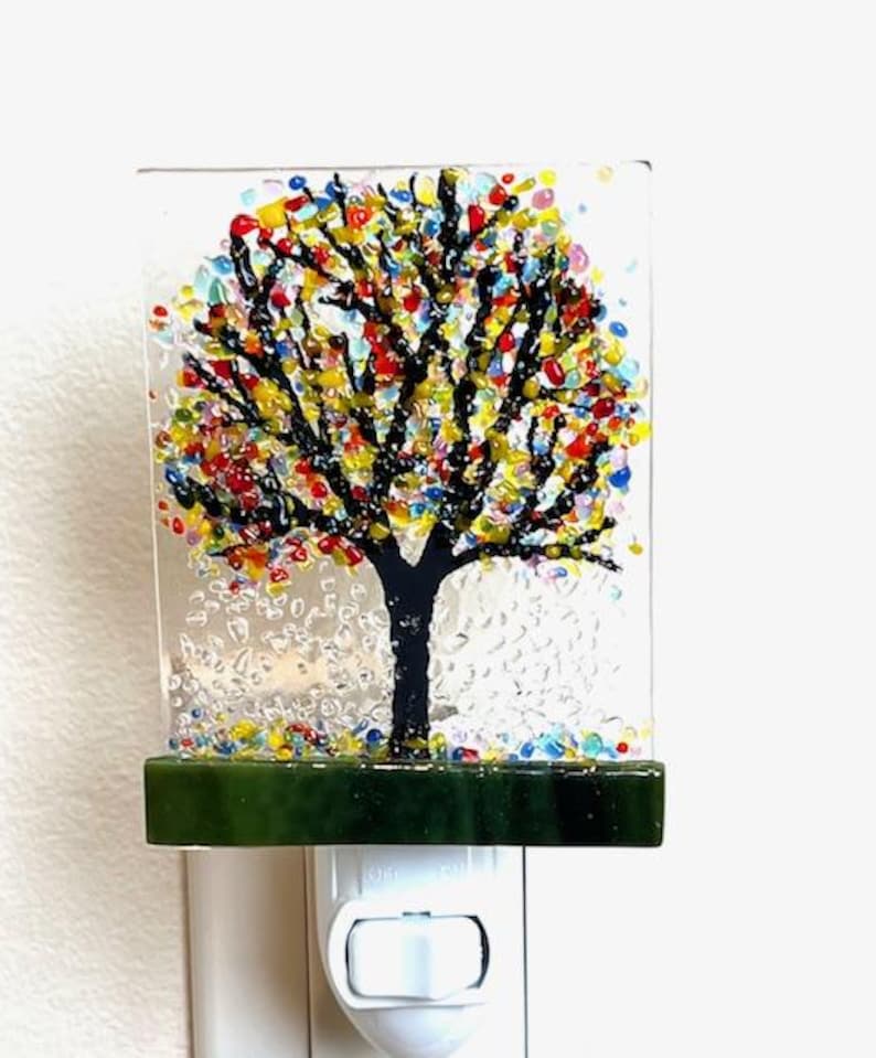 Rainbow Tree Fused Glass Night Light: Nature Inspired Accent Light - Etsy