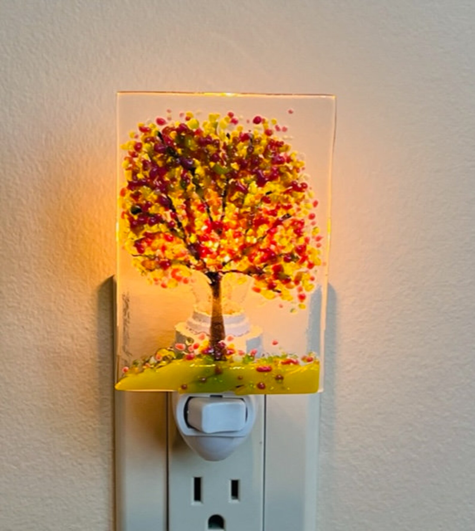 Spring Tree Fused Glass Night Light: Nature Inspired Accent Light - Etsy