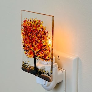 Autumn Tree Fused Glass Night Light: Nature Inspired Accent Light - Etsy