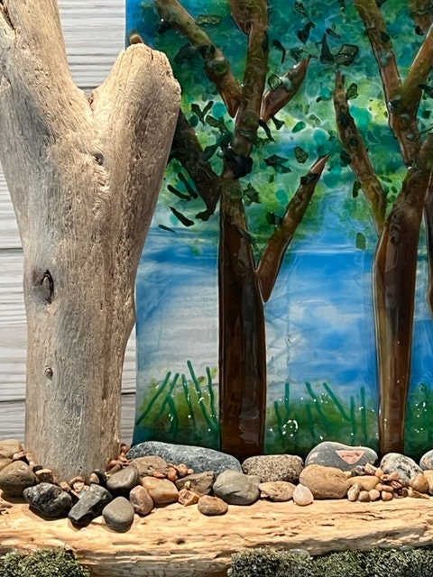 Fused Glass Forest Scene, Nature's Wonder, Driftwood and Glass ...