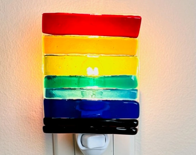Fused Glass Rainbow Colored Night Light, Bedroom, Bathroom, Hallway ...