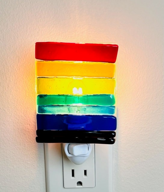 Fused Glass Rainbow Colored Night Light, Bedroom, Bathroom, Hallway ...