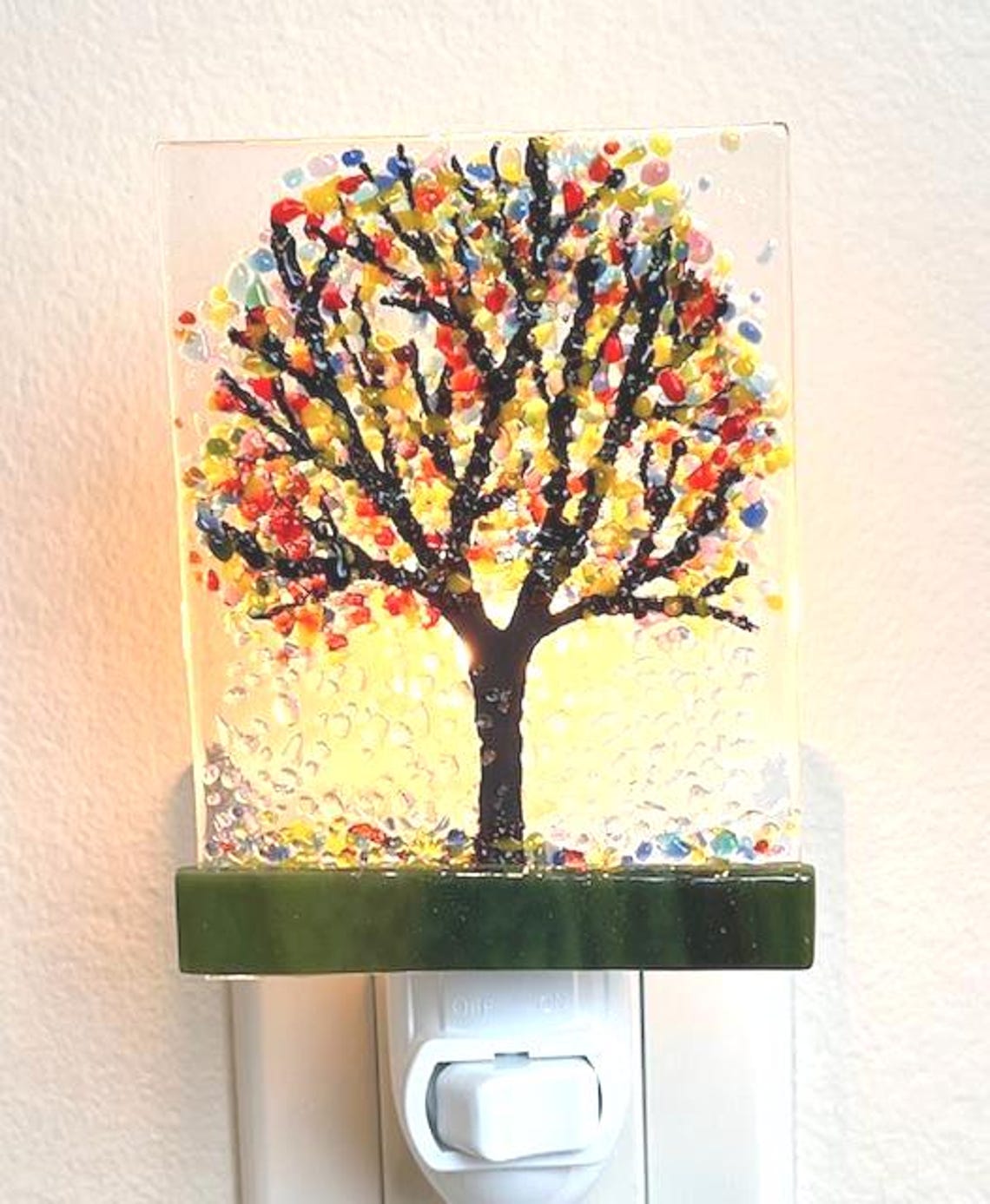 Rainbow Tree Fused Glass Night Light: Nature Inspired Accent Light - Etsy