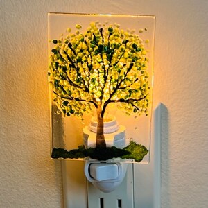 Summer Tree Fused Glass Night Light, Bringing the Outdoors In, Bedroom ...