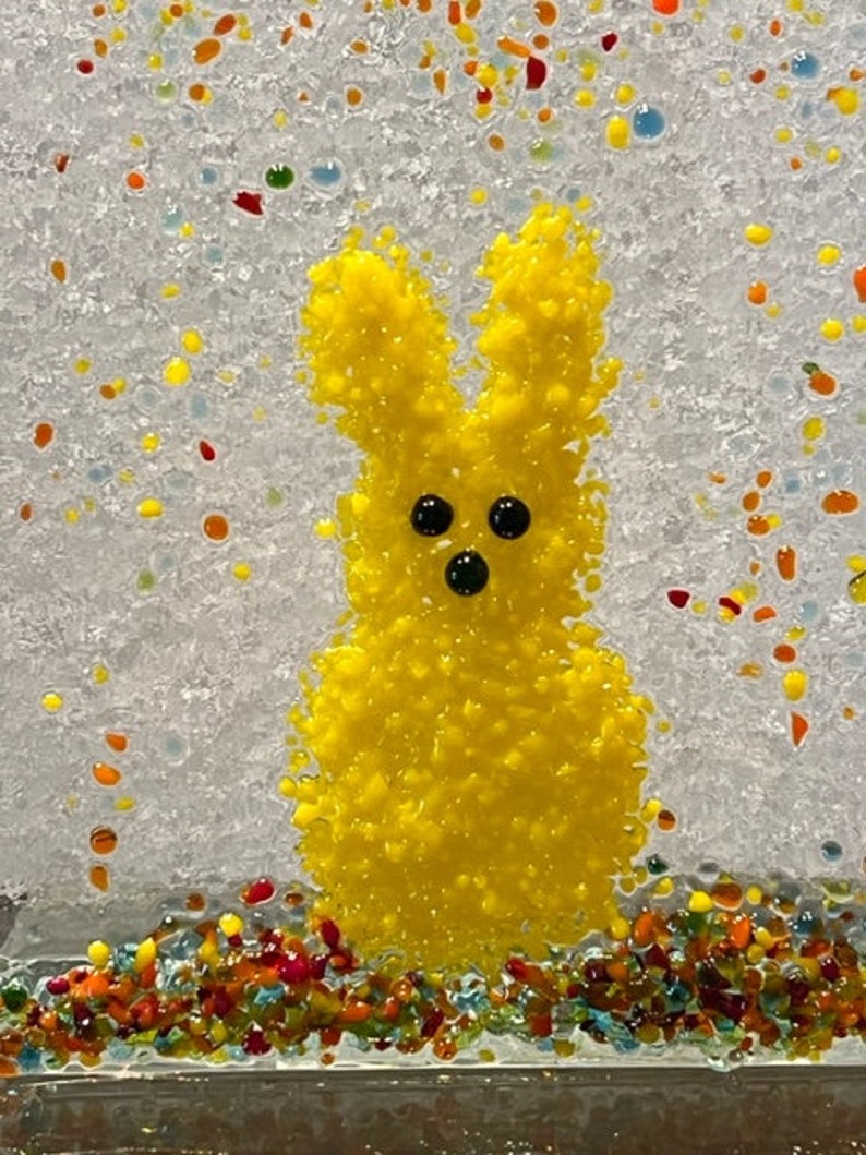 Fused Glass PEEP Glass Art in Glass Stand Easter Decoration - Etsy