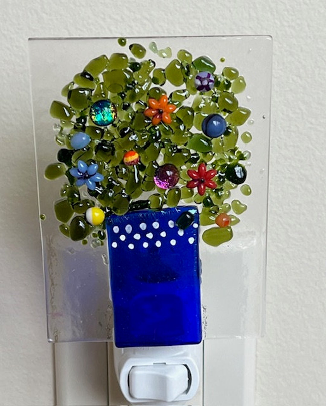 Floral Bouquet Fused Glass Night Light, Bringing the Outdoors In ...