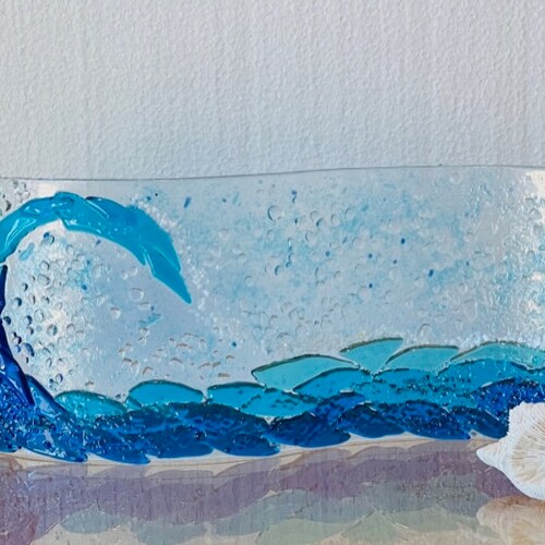Blue Wave Glass Panel - Etsy