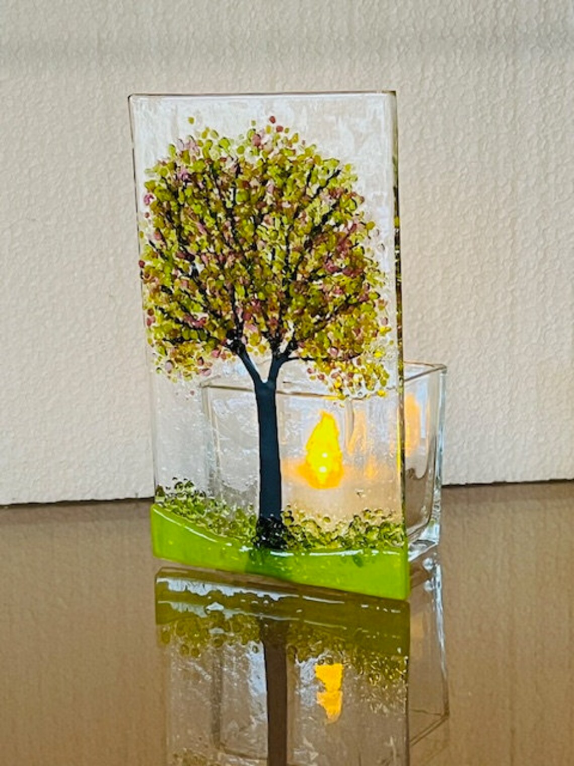 Fused Glass Spring Tree Candle Holder: Tealight Votive - Etsy