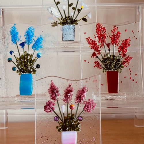 Framed Fused Glass Wildflower Bouquet Forever Flowers Glass - Etsy