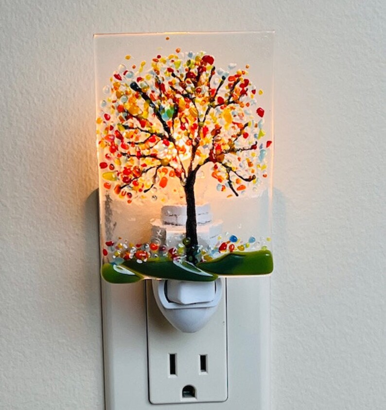 Rainbow Tree Fused Glass Night Light Bringing the Outdoors - Etsy