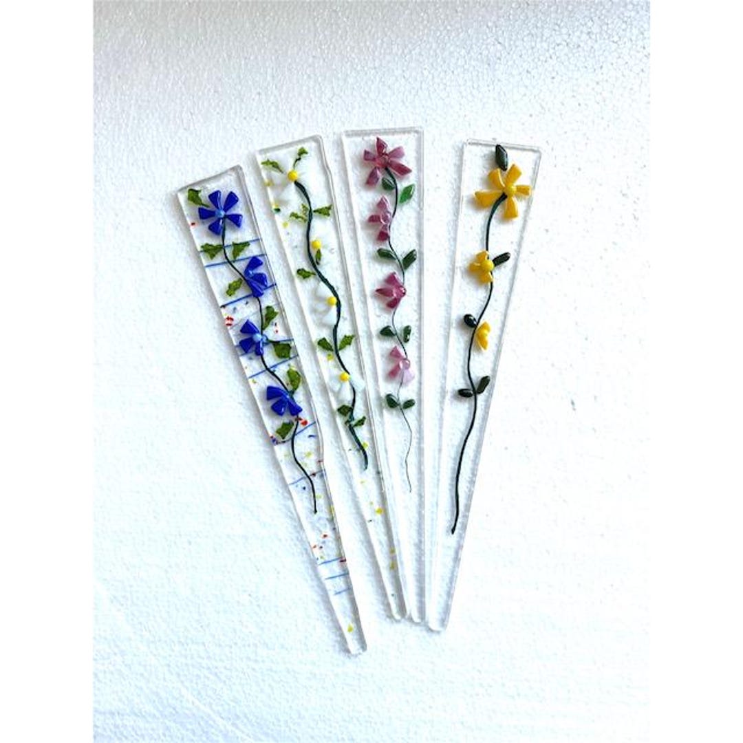 Colorful Fused Glass Plant Stake: Handmade Floral Garden Decor - Etsy