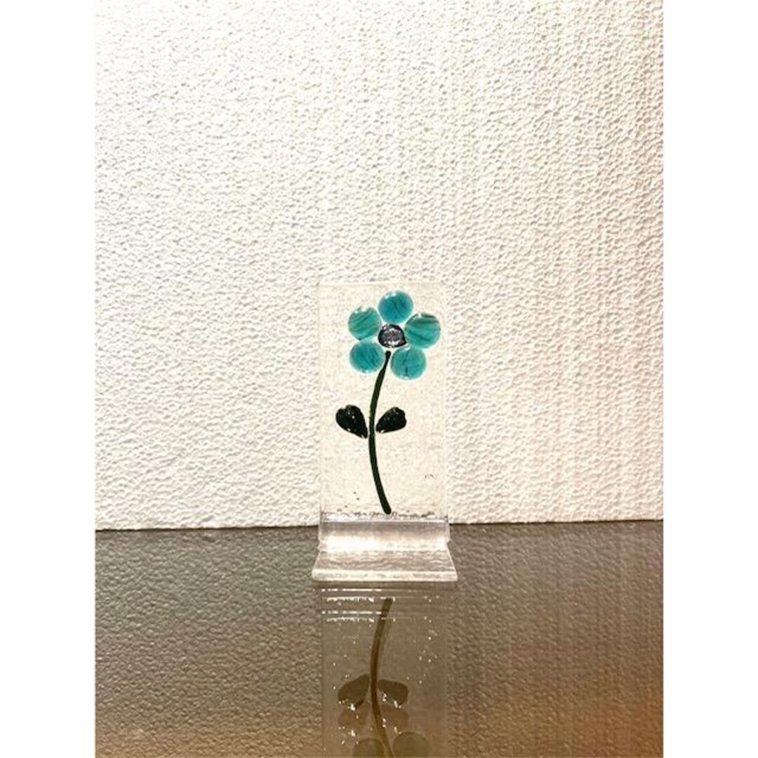 Fused Glass Free Standing Flower Desk or Counter Decoration, Shelf Art ...