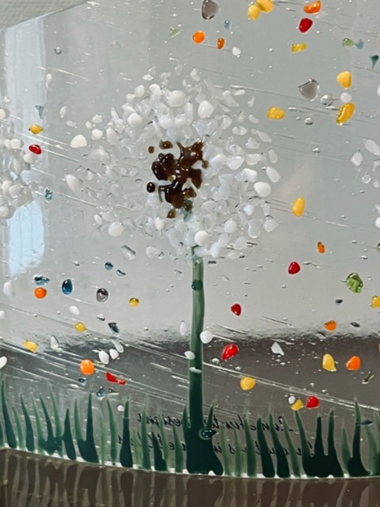 Three Wishes Curved Fused Glass Window Sill Art Curved Flower - Etsy