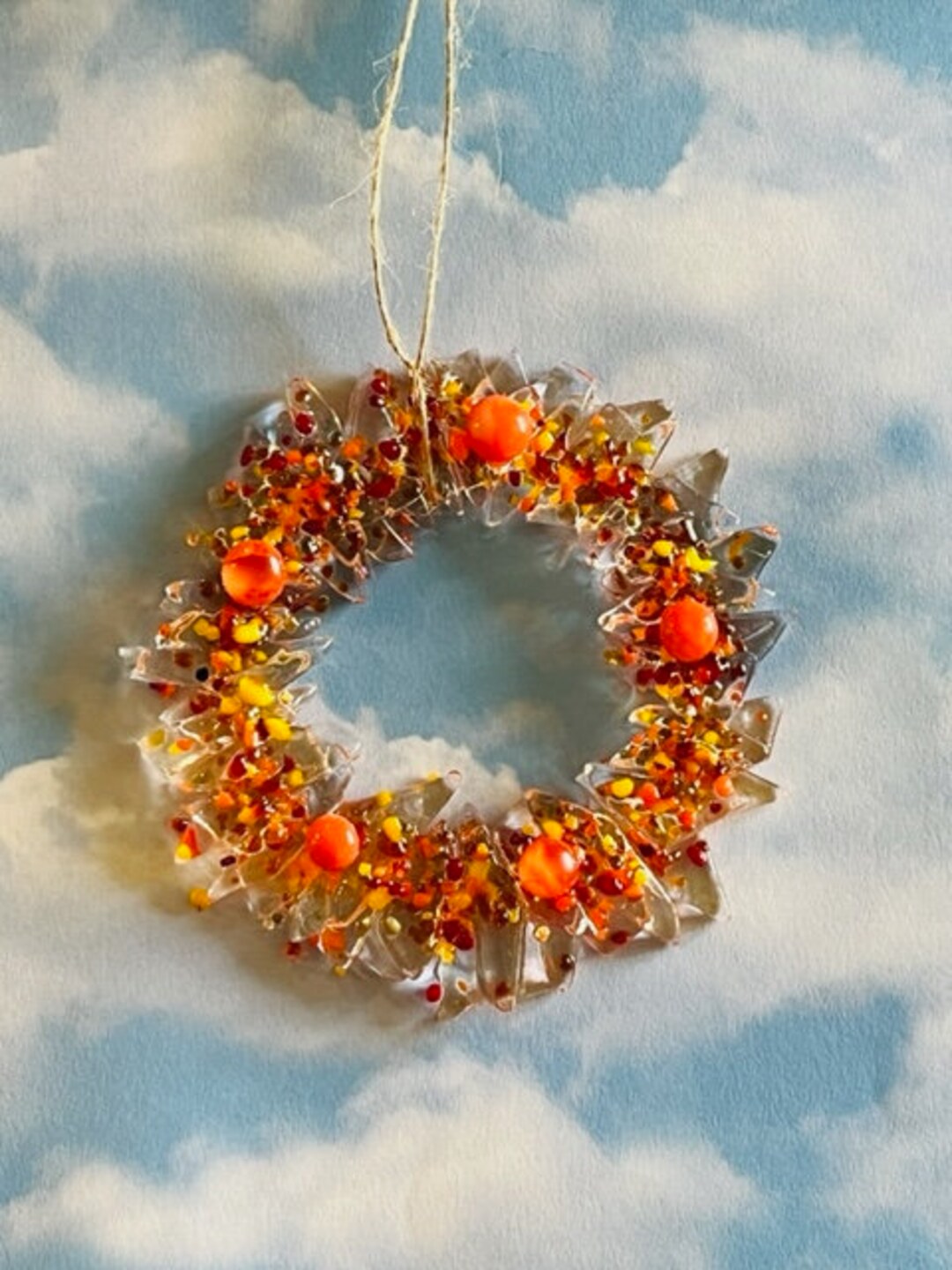 Fused Glass Autumn Wreath Suncatcher, Glass Window Decoration, Fall ...