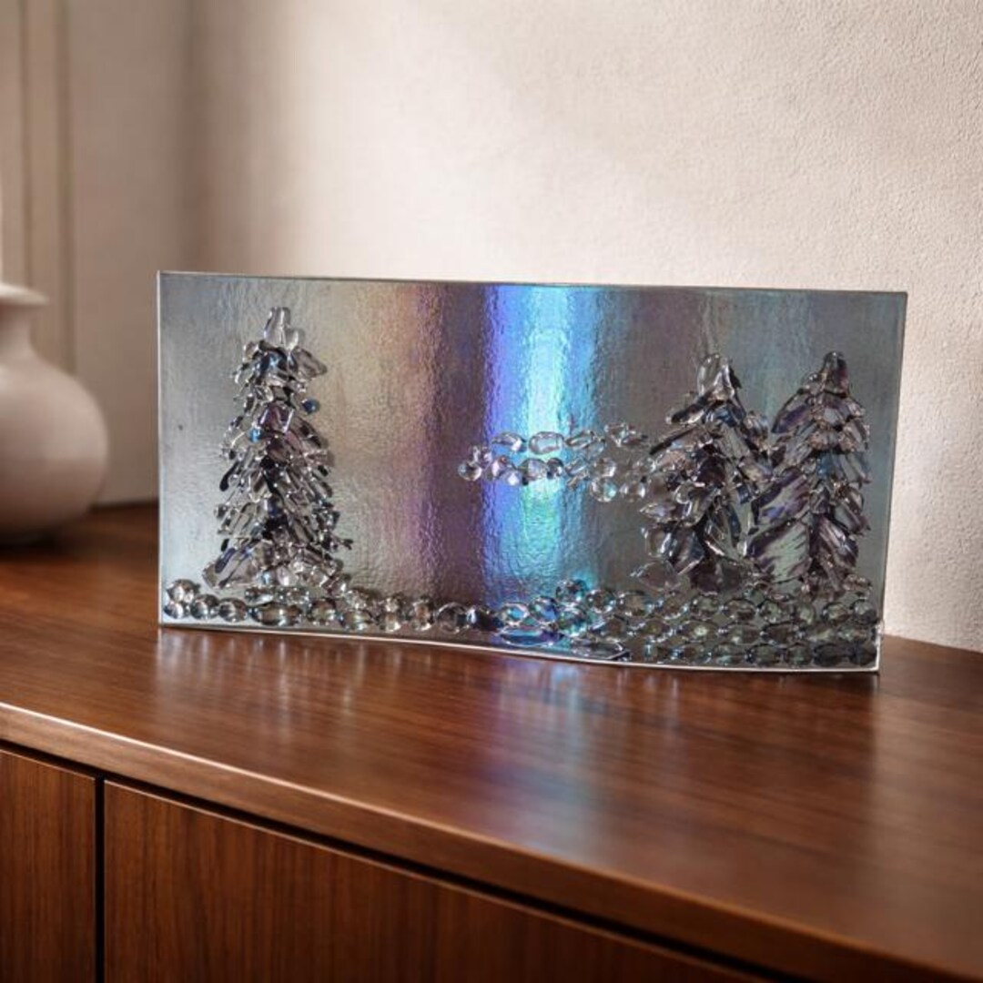 Fused Glass Iridescent Mirage: Curved Shelf Decor - Etsy