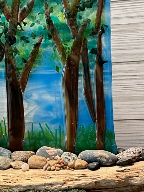 Fused Glass Forest Scene, Nature's Wonder, Driftwood and Glass ...