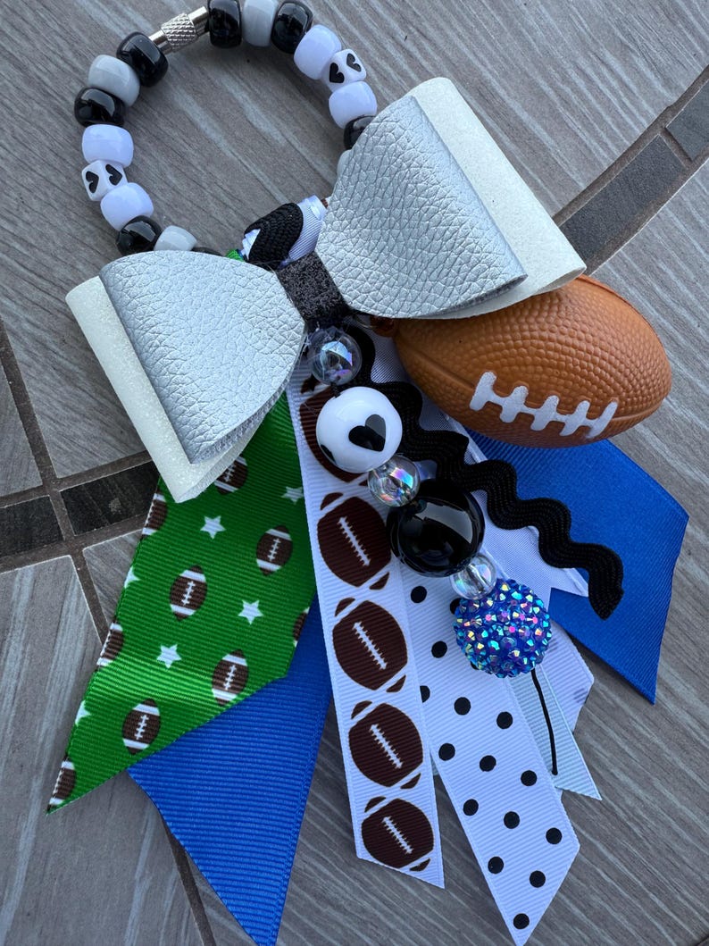 Football Beaded Bag Charm: Backpack, Purse, and More - Etsy