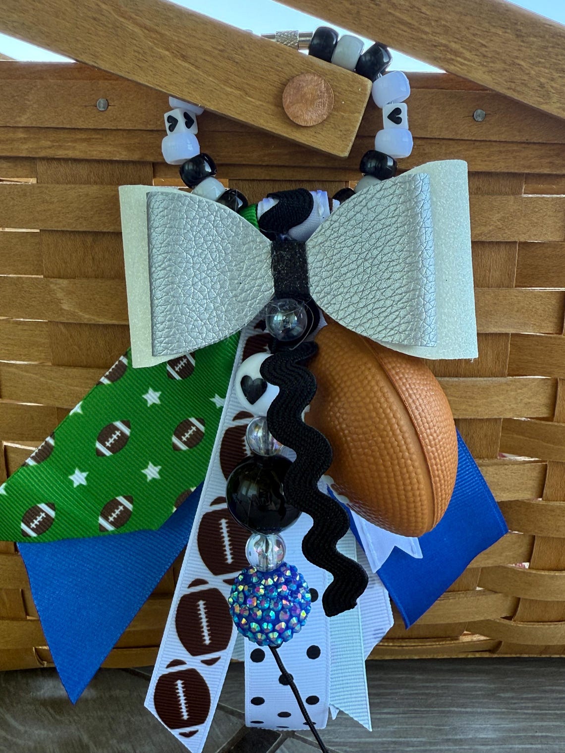 Football Beaded Bag Charm: Backpack, Purse, and More - Etsy