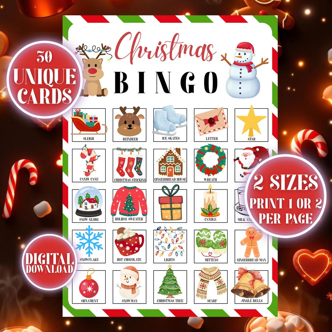 Christmas Bingo Game Printable | Holiday Party Bingo | 30 Cards ...