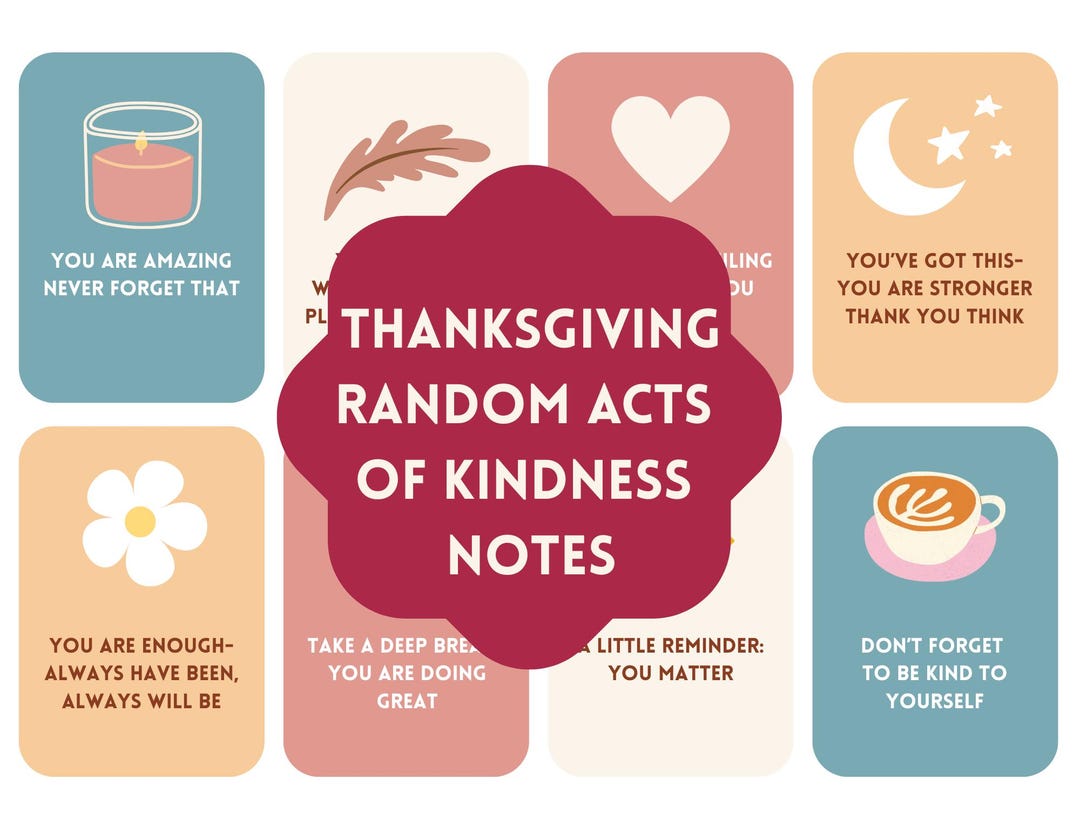Thanksgiving Printable: Random Acts of Kindness Notes - Etsy