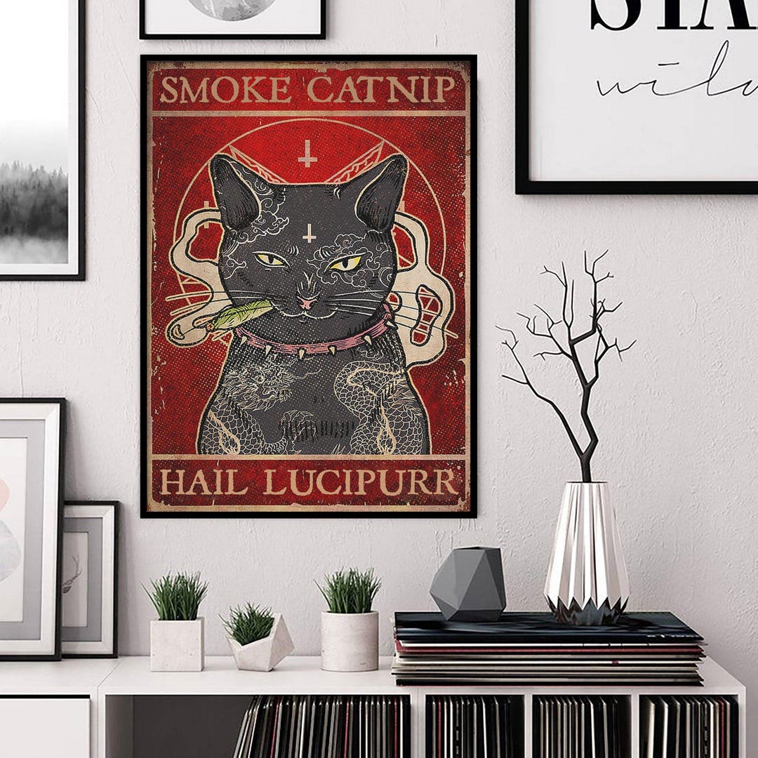 Hail Lucipurr Catnip Poster: Satanic Goth Black Cat Art - Etsy