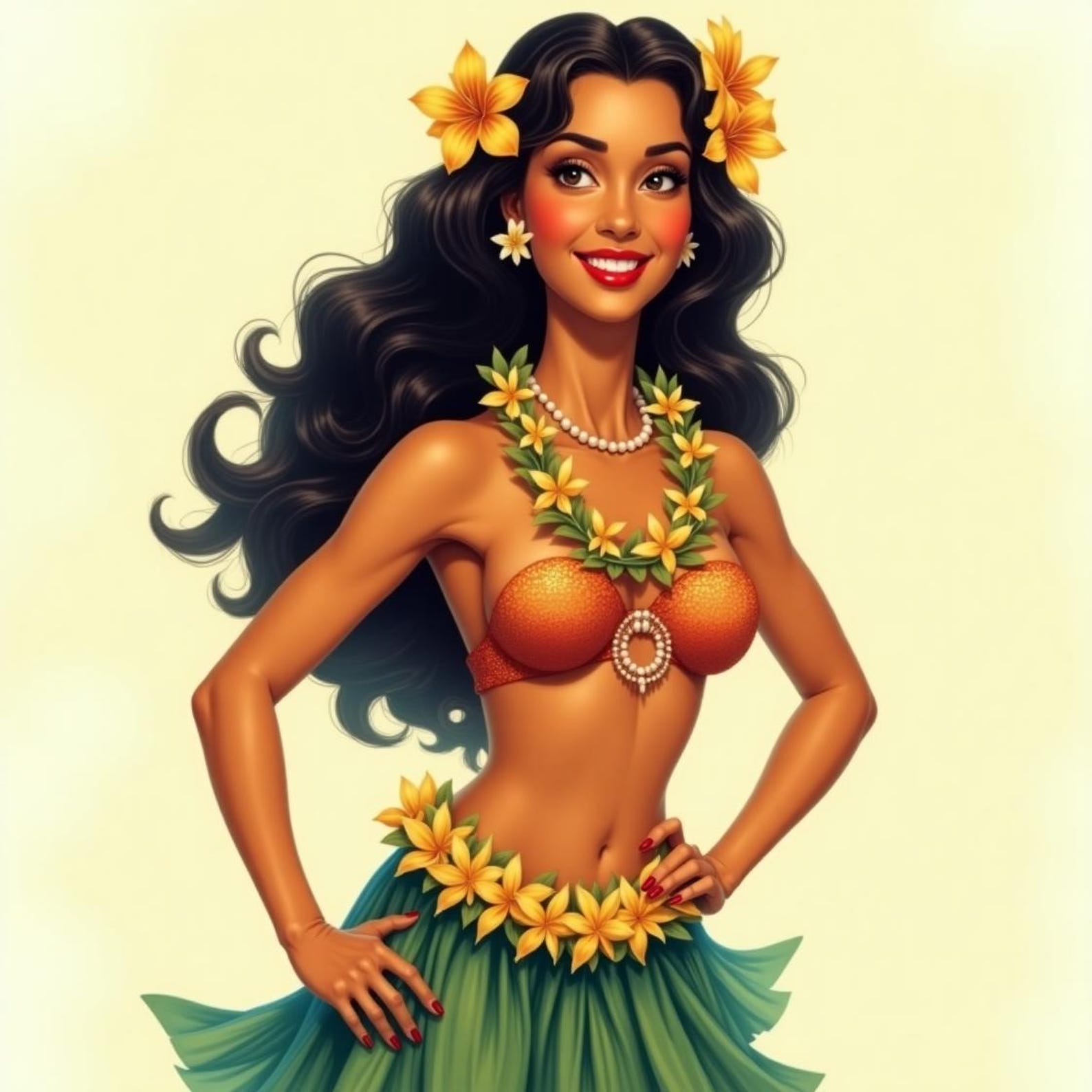 Collection of Images of Classic "hula Girls" for Art Projects, Design ...