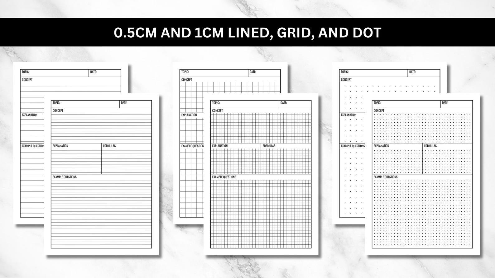 Math Notes Template Set Student Pages Bundle Note Taking Graph Dot Grid ...