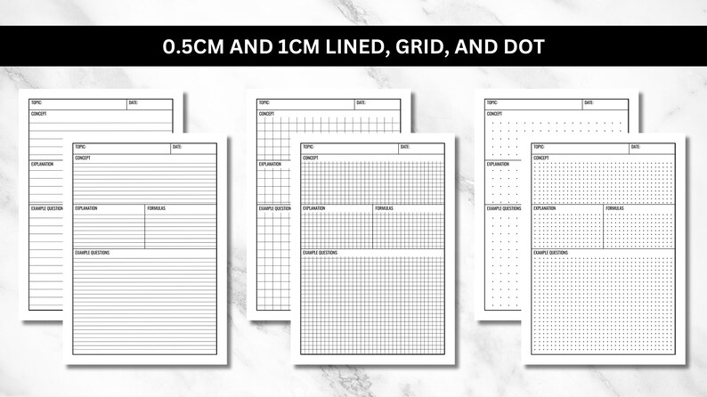 Math Notes Template Set Student Pages Bundle Note Taking Graph Dot Grid ...
