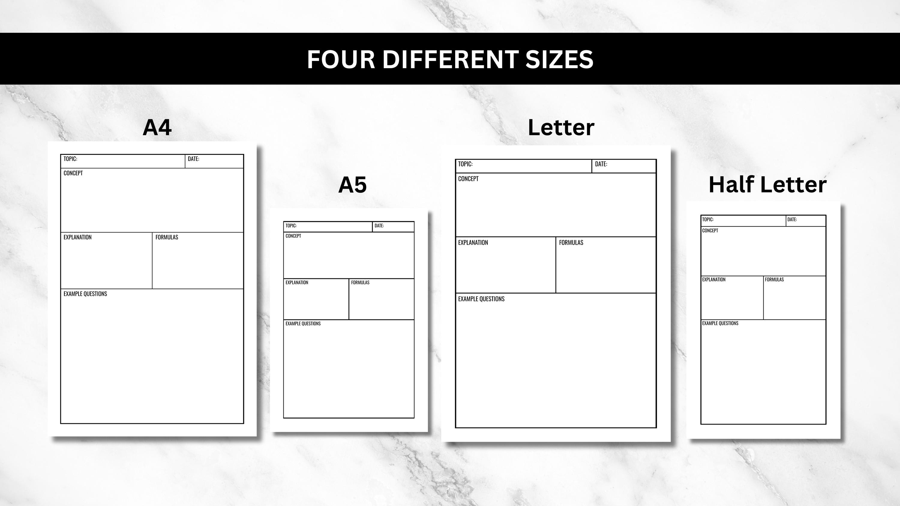 Math Notes Template Set Student Pages Bundle Note Taking Graph Dot Grid ...