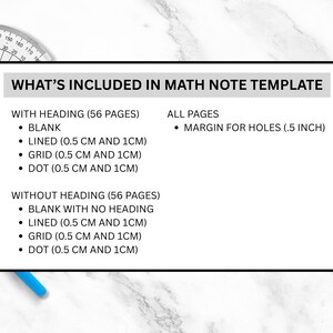Math Notes Template Set Student Pages Bundle Note Taking Graph Dot Grid ...